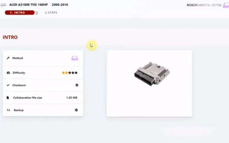 PCMtuner ECU programmer successfully read AUDI A3 Bosch MED17.5 TC1766 ...