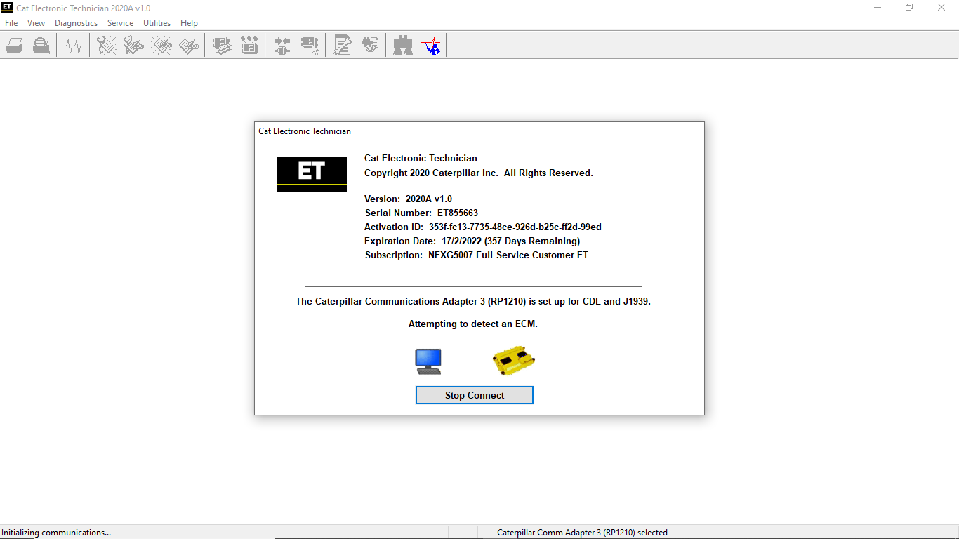 Testing Your Connection to the ECM Using CAT Communication Adapter 3 ...